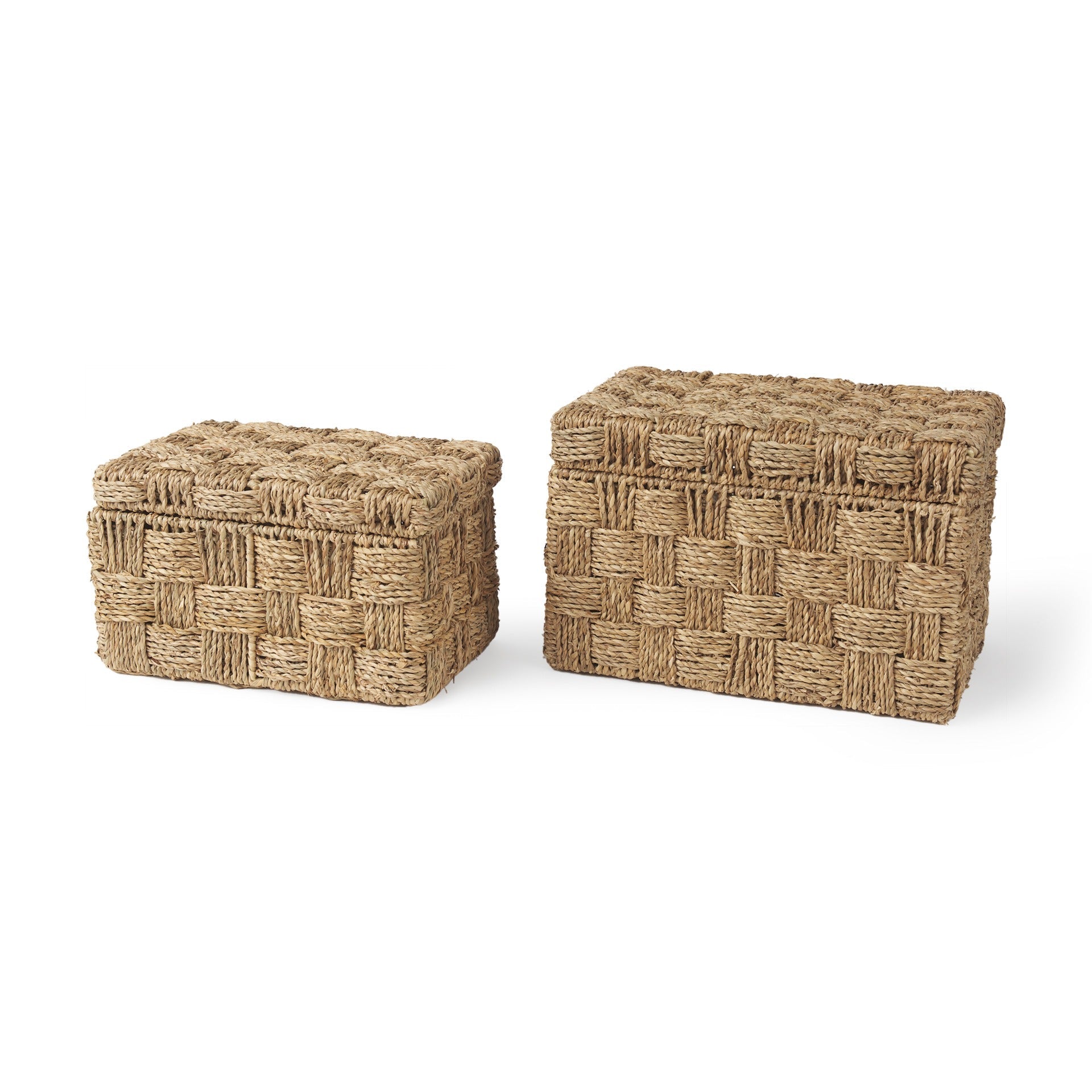 Hanalei Set of 2 Seagrass Boxes with Lids at Dekor Butik